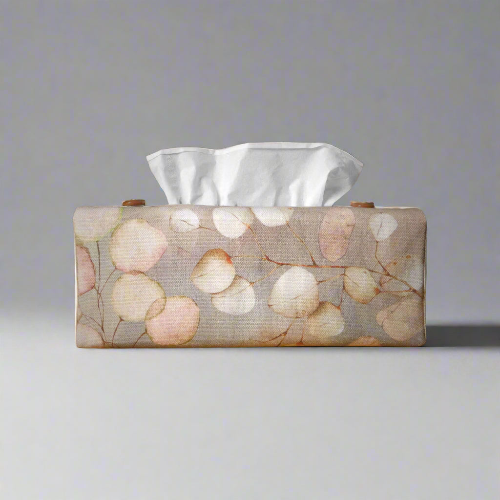 Rectangular Fabric Tissue Box Cover - Lunaria Leaves on Brown – Aaron ...