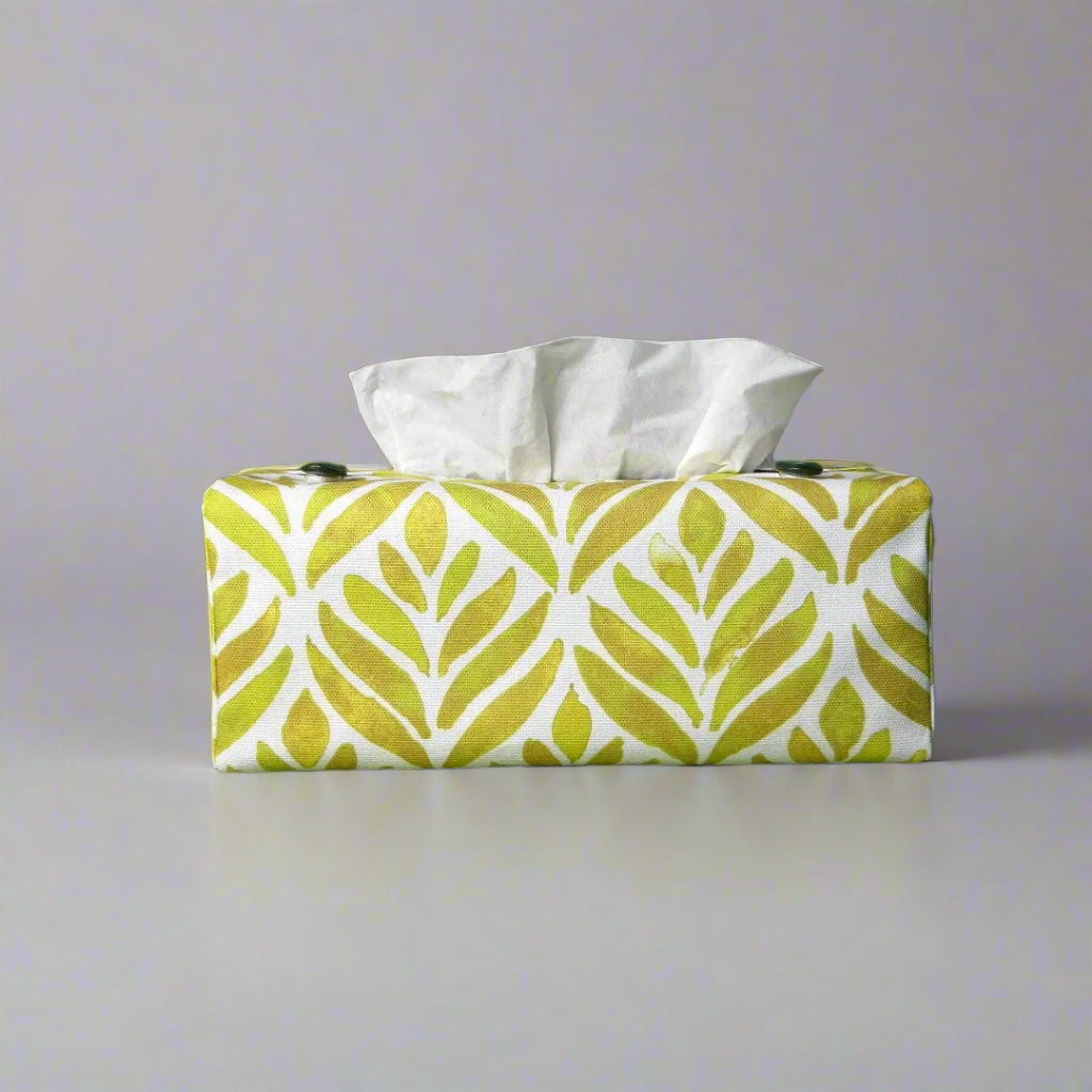 Rectangular Fabric Tissue Box Cover - Yellow Watercolour Leaves – Aaron Joseph Workshop